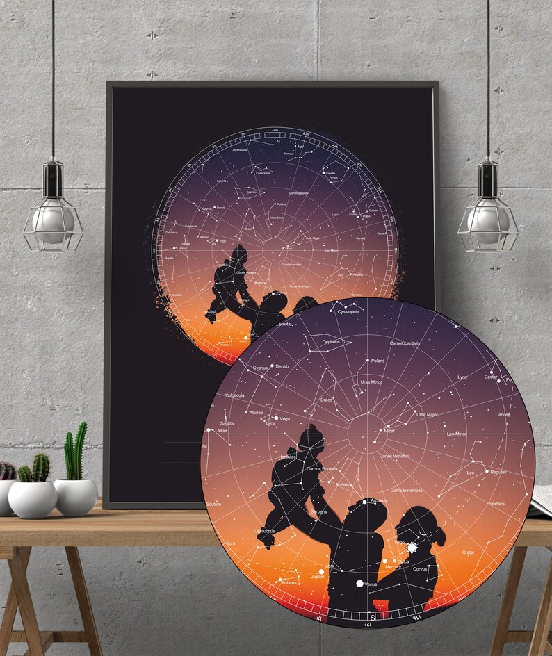 Birth Poster Custom Star Map Night Sky Print by Date - Etsy
