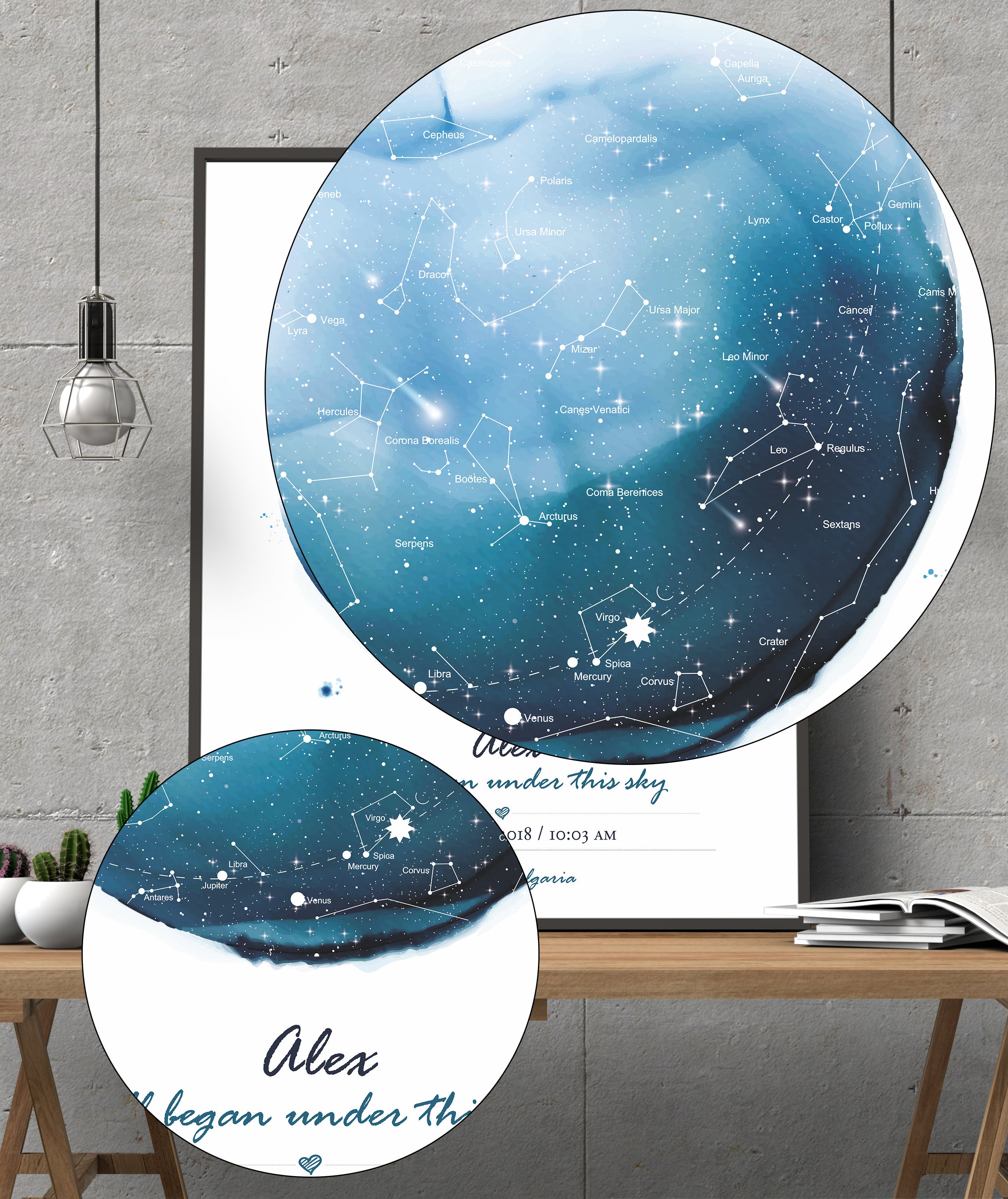 Custom Star Map Night Sky Map by Date Gift Watercolor, DIGITAL FILE ...