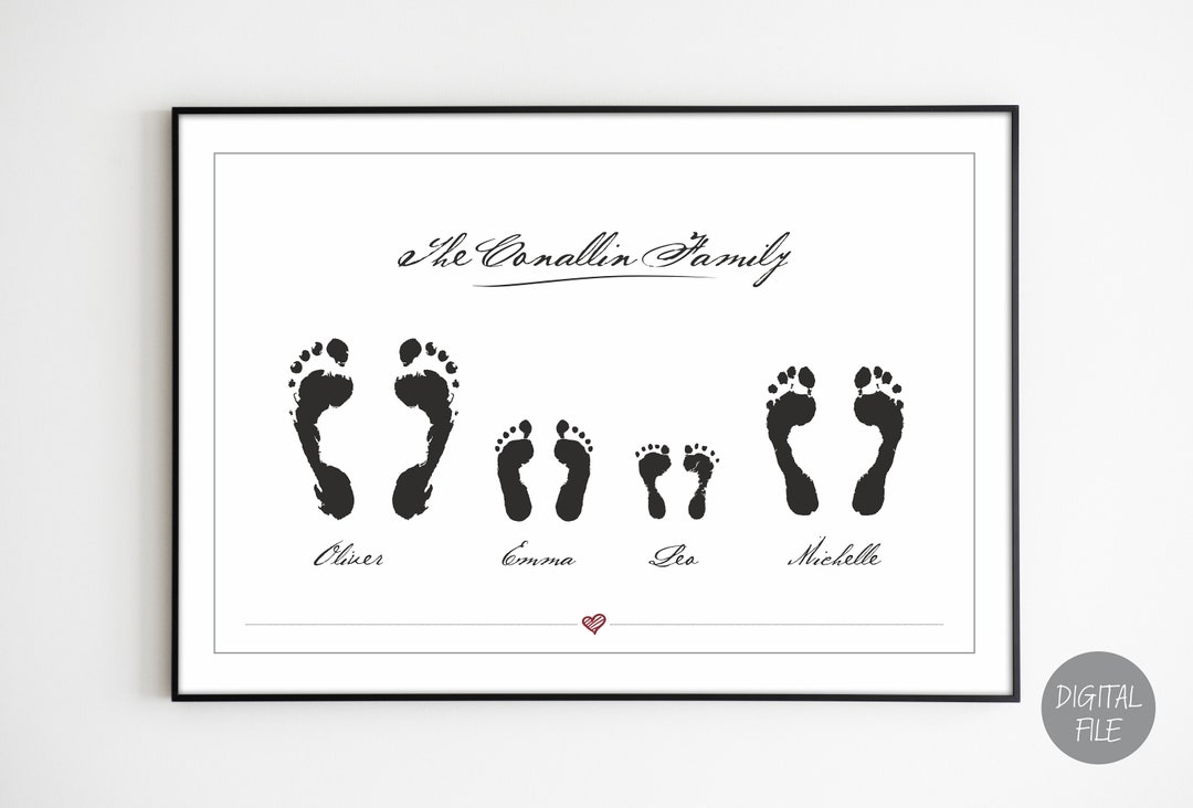 Personalized Family Footprint Art Print: Custom Home Decor (digital ...