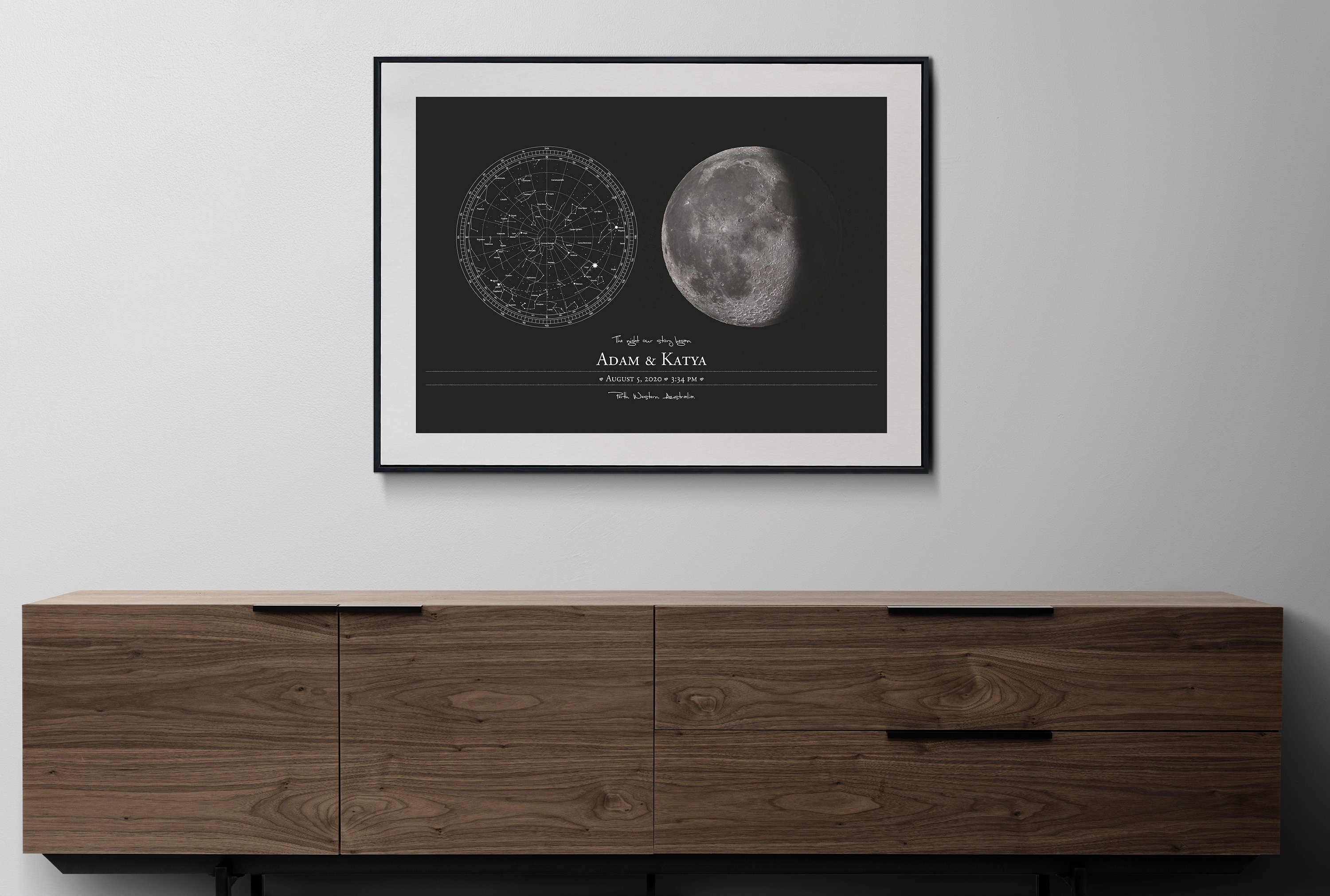 Moon Phase Custom Star Map Birth Poster Personalized Moon Phase Custom ...