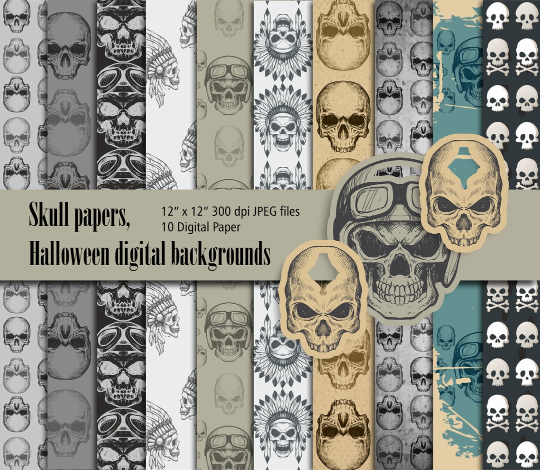 Vintage Skulls Digital Paper, Vintage Halloween Digital Paper - Etsy