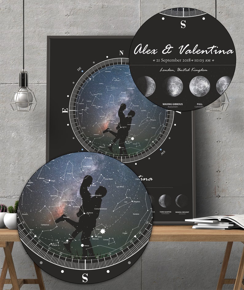 Custom Star Map Night Sky Map by Date Gift Watercolor, DIGITAL FILE ...