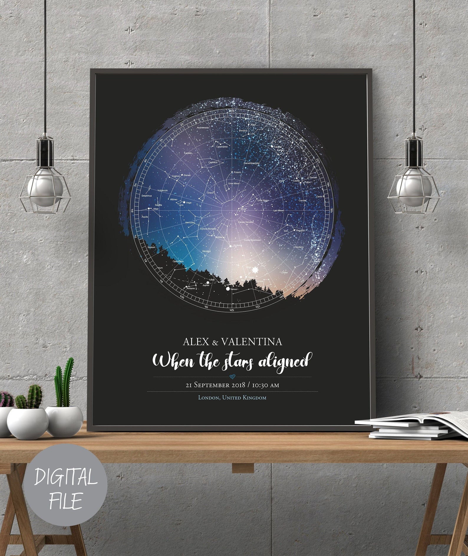 Personalized Star Map Print: Custom Night Sky, Birth or Wedding ...