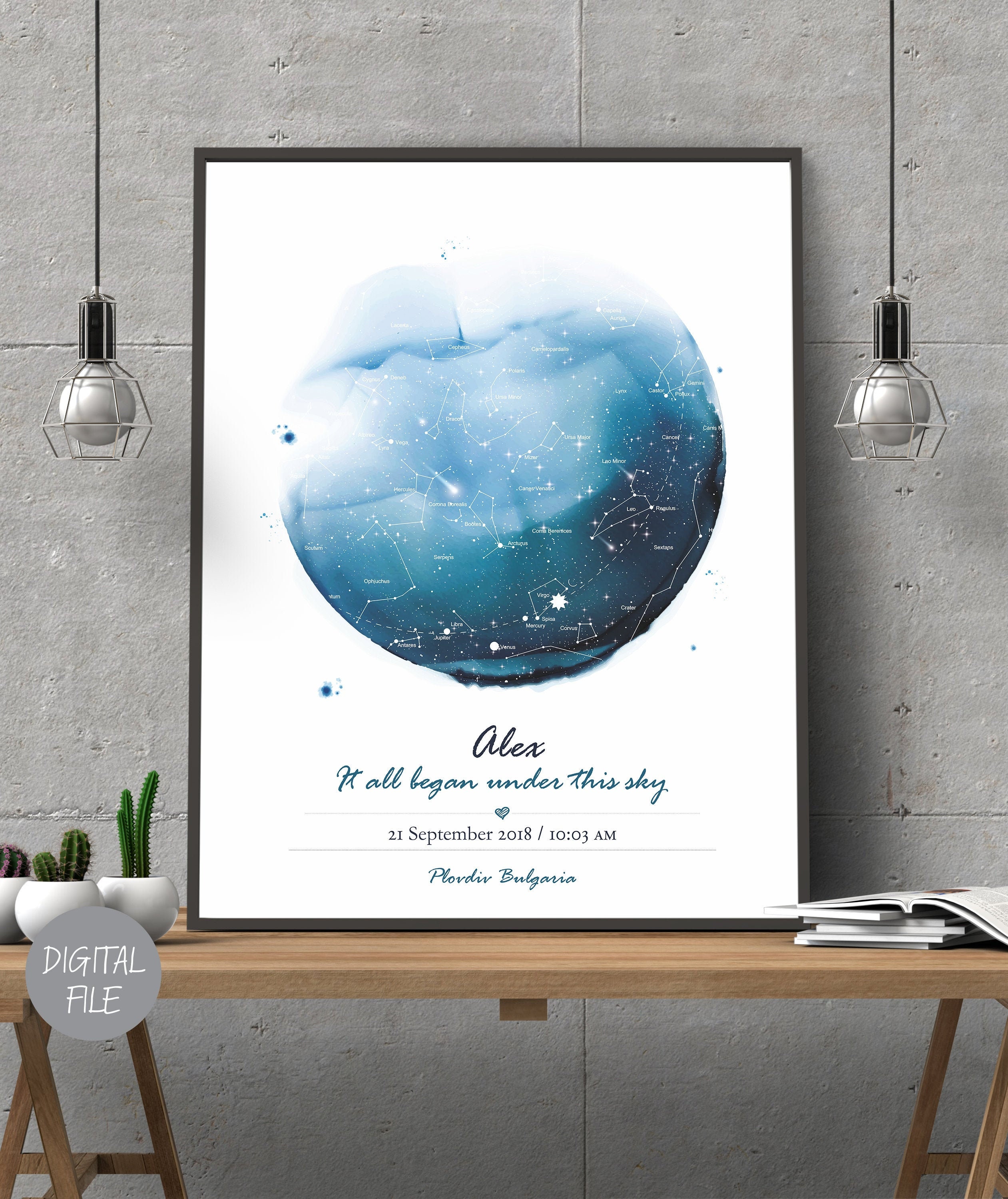 Custom Star Map: Watercolor Night Sky Birth Poster (digital File) - Etsy