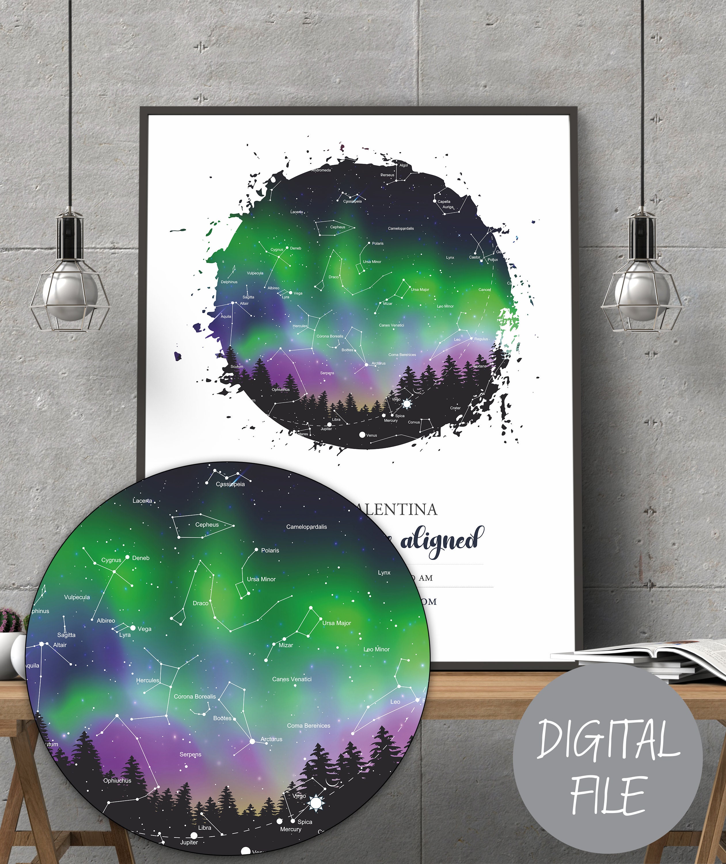 Custom Star Map Night Sky Print by Date Personalized Star | Etsy