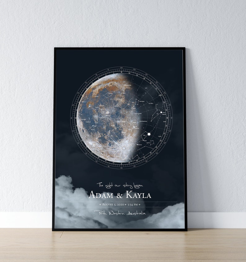 Custom Moon Phase Custom Star Map Personalised Gift Art Personalized ...