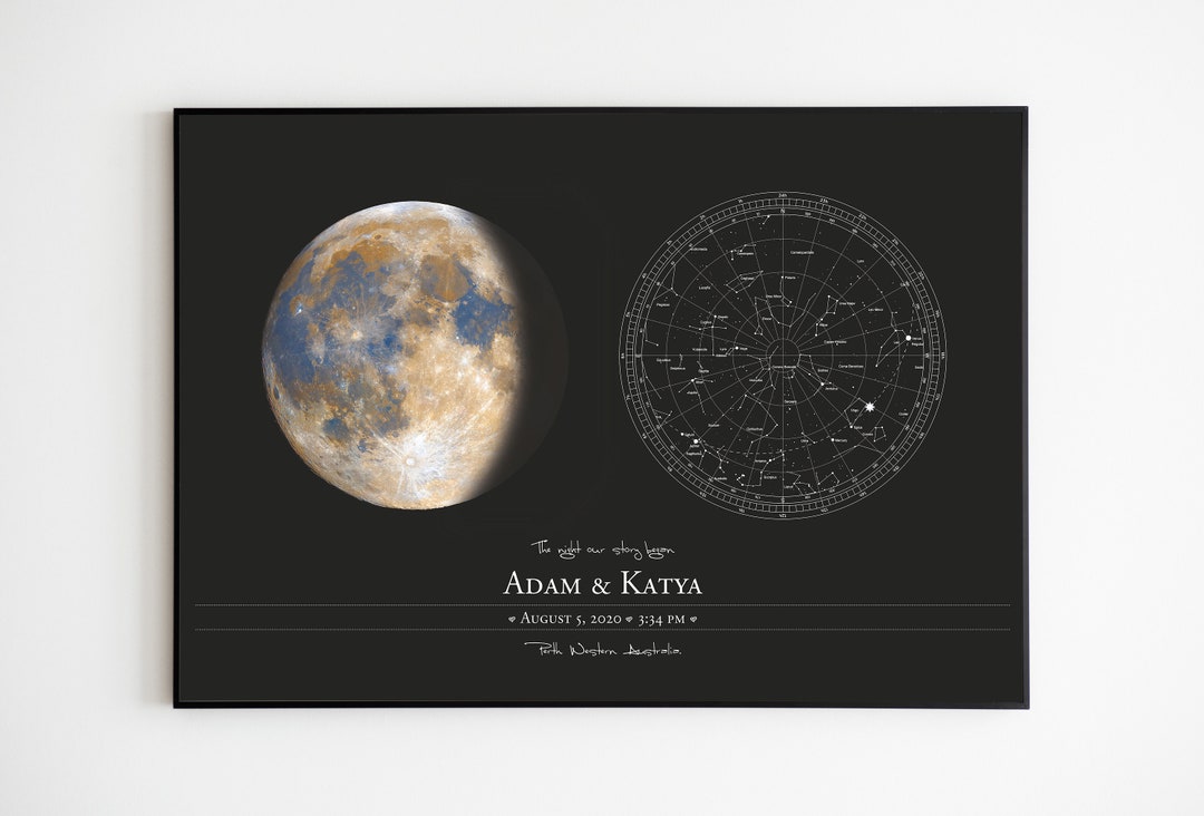 Birth Poster Custom Moon Phase Custom Star Map Personalized Moon Phase ...