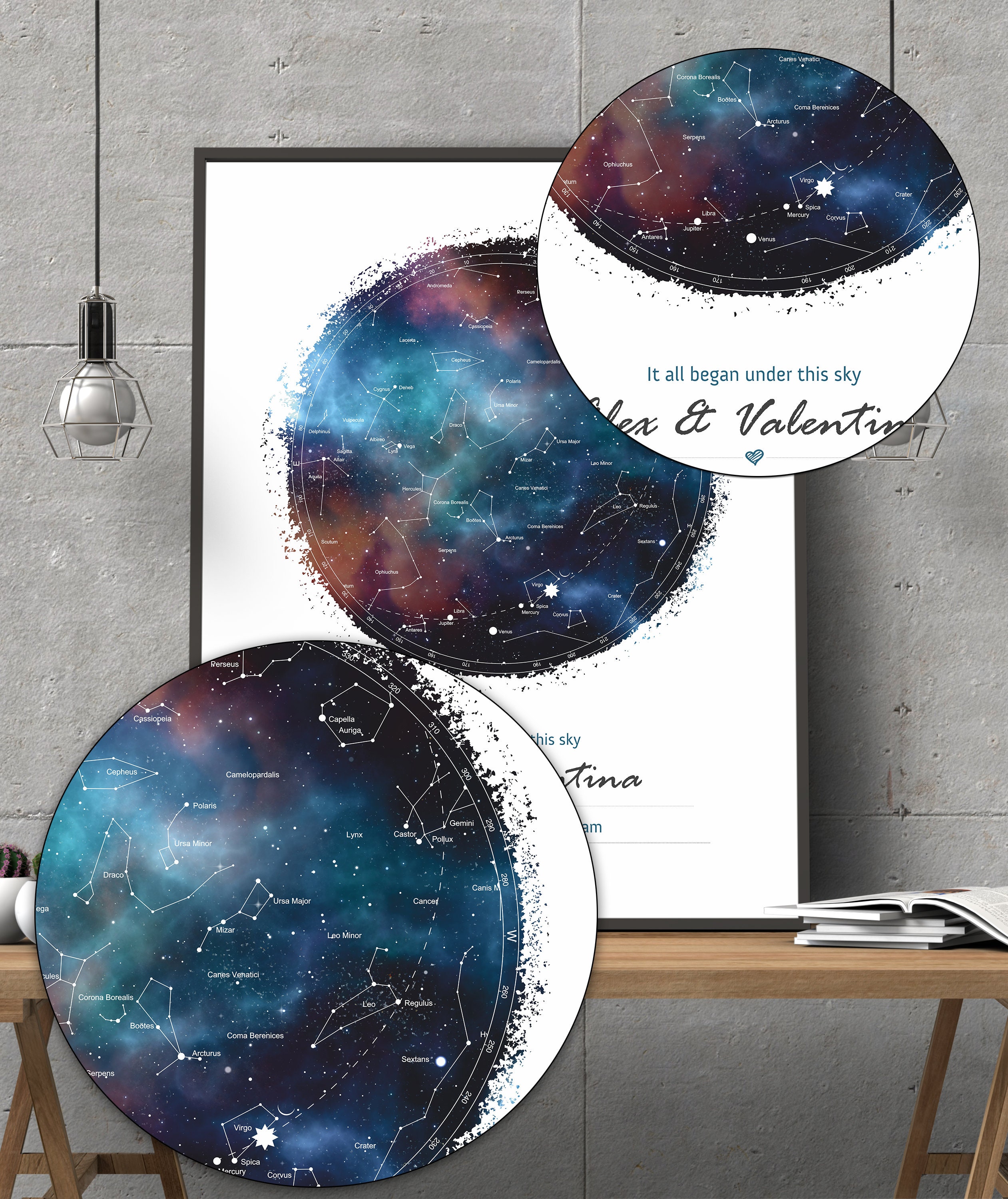 Custom Star Map, Night Sky Print by Date, Personalized Star Chart ...