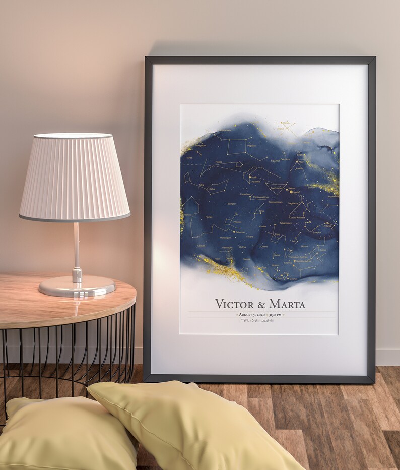 Birth Poster Custom Star Map Night Sky Print by Date - Etsy