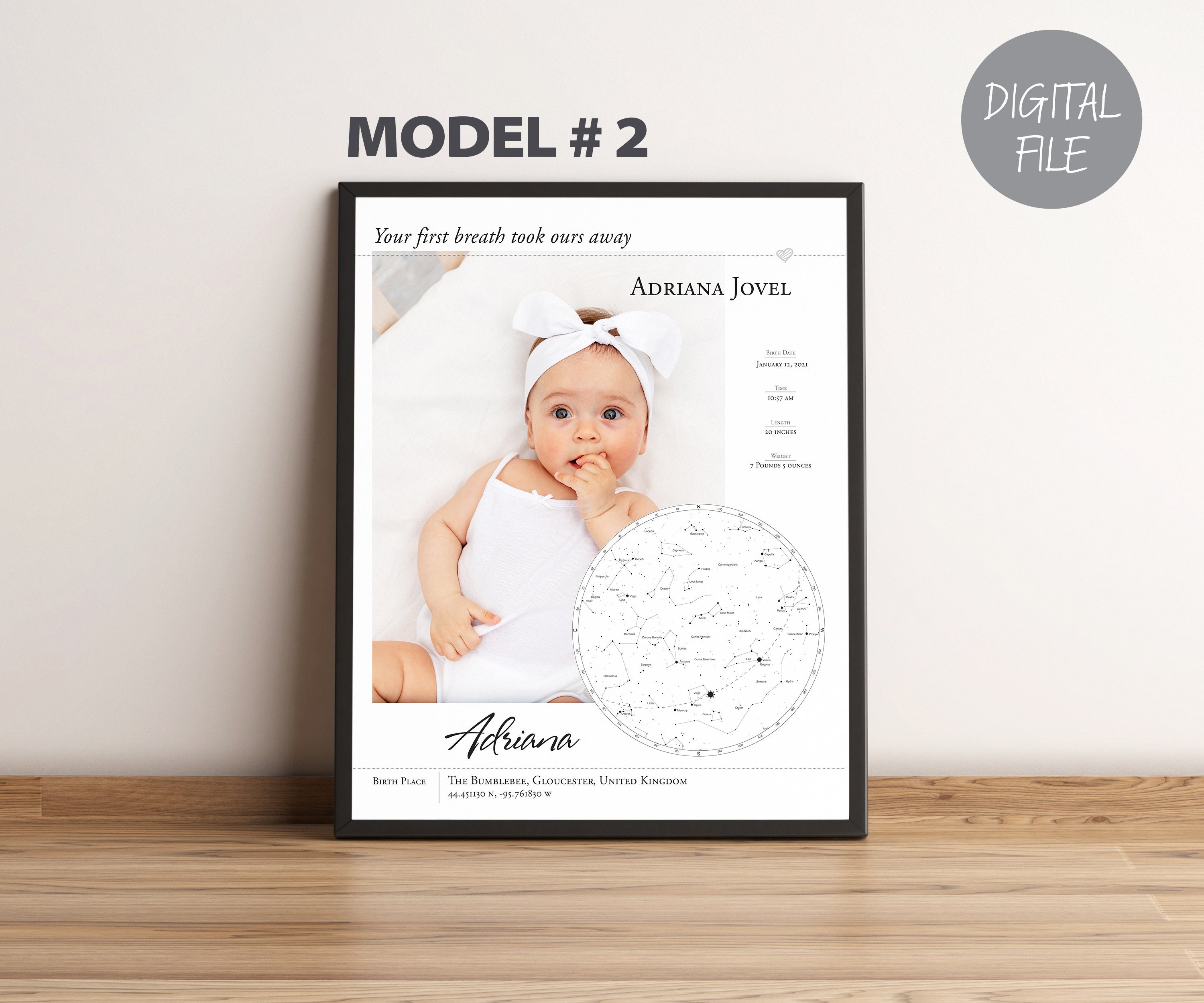 Birth Poster, STAR MAP Newborn Poster Birthday, Your First Breath Took ...