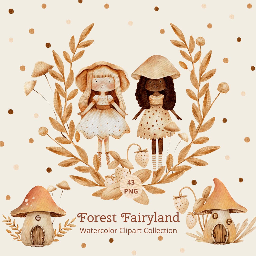 Forest Fairyland - Fairy - Mushroom Clipart - Butterfliess - Pixies ...
