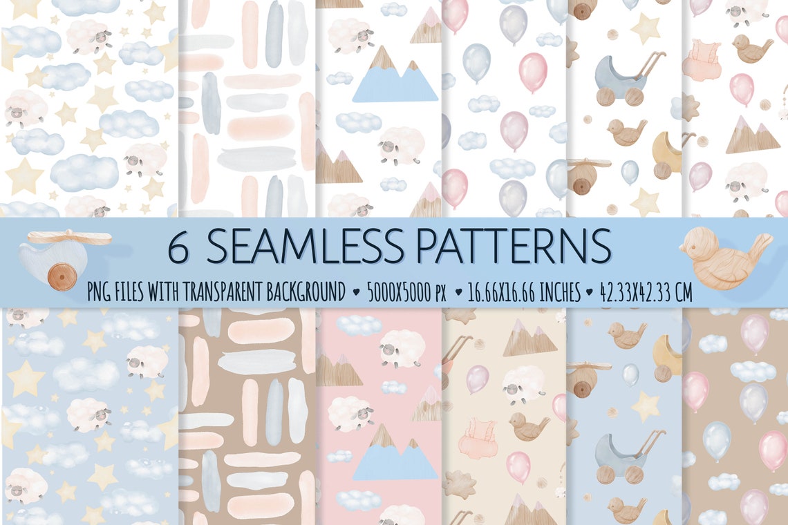 Baby Digital Paper,scrapbook Paper, Baby Seamless Patterns, Welcome ...