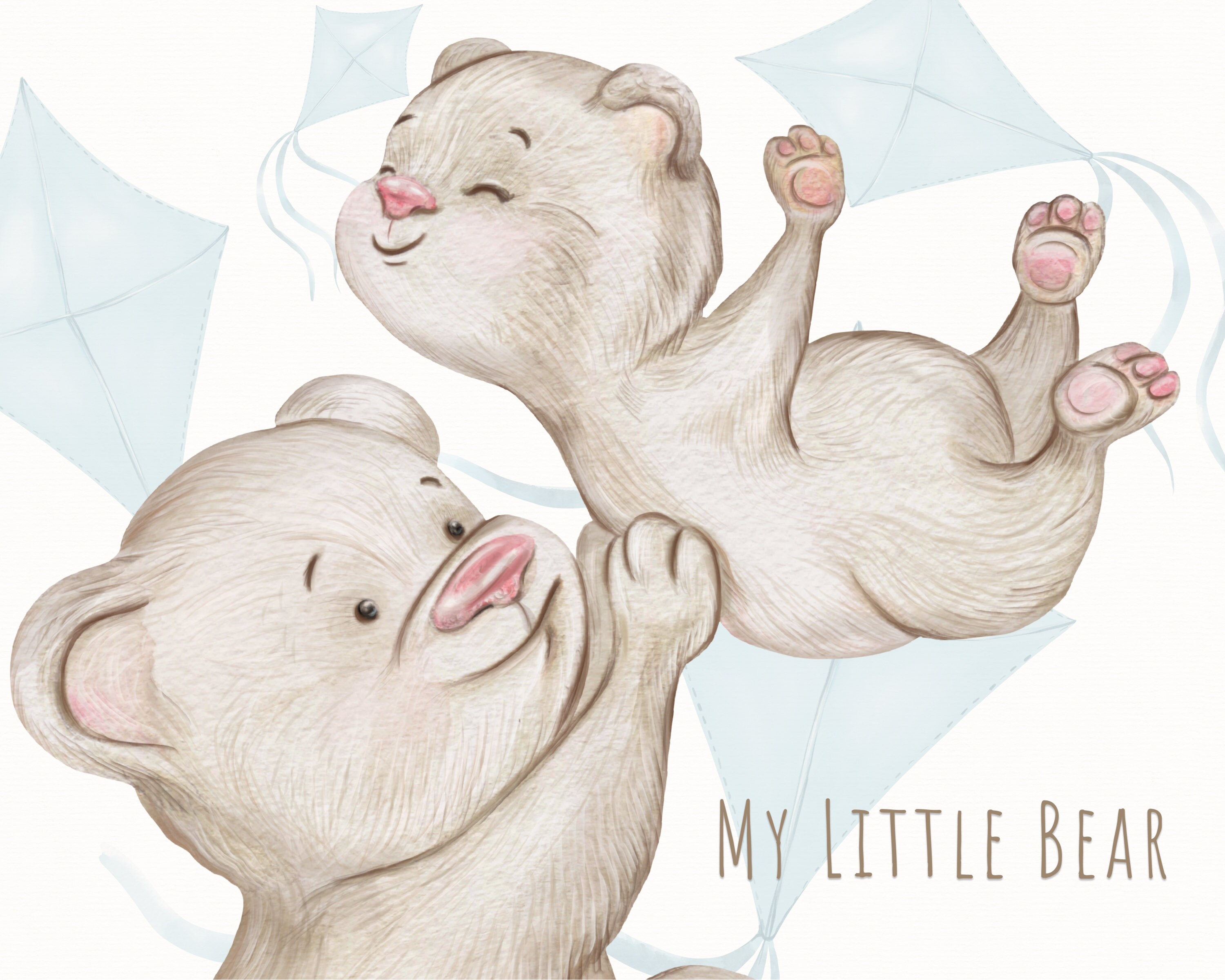 Teddy Bear Clipart _ Watercolor Bear Family _ Kite Clipart_cute Baby ...