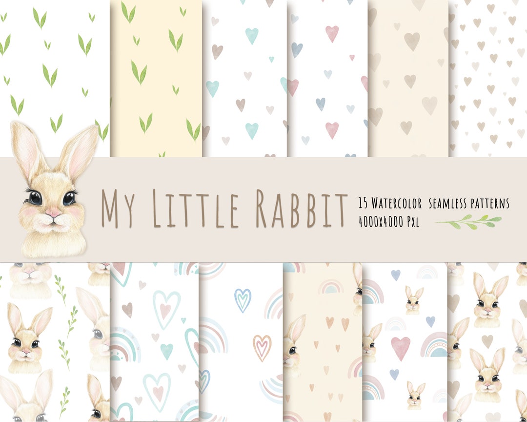 Baby Digital Paper With Rabbit, Scrapbook Paper, Baby Seamless Patterns ...