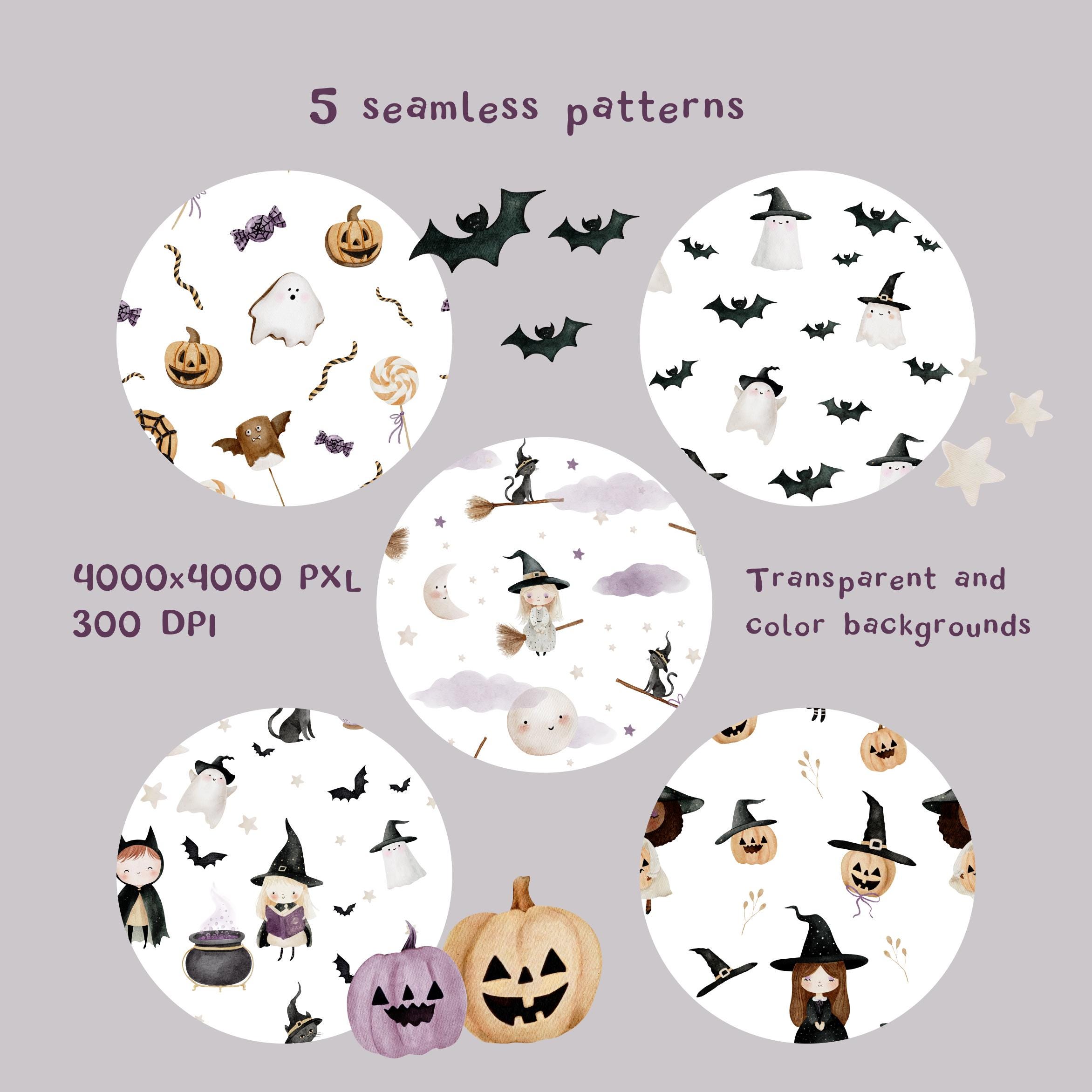 Cute Halloween - Watercolor Clipart - Pumpkin Clipart - Pastel Spooky ...