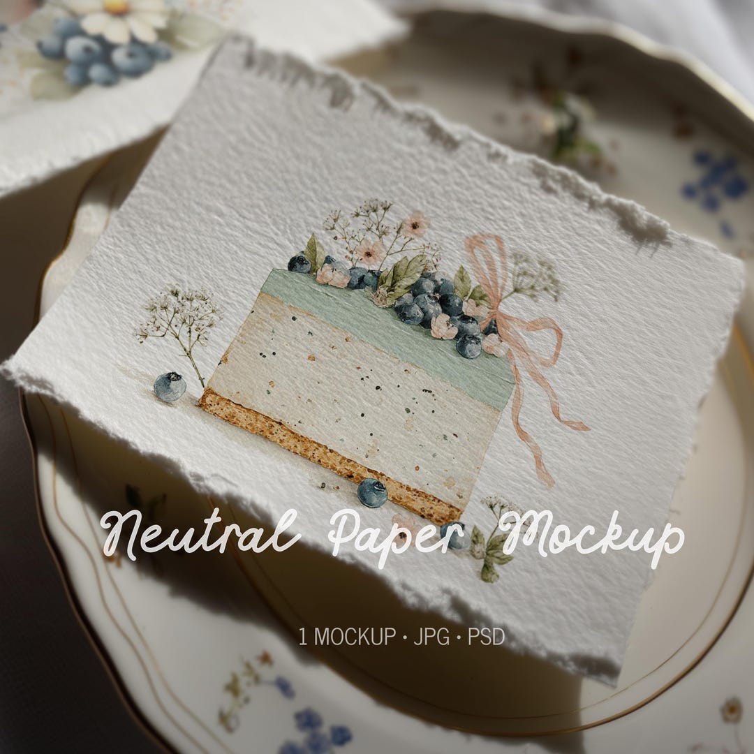 Neutral Torn Edge Paper Mockup, Vintage Plate (PSD) - Etsy