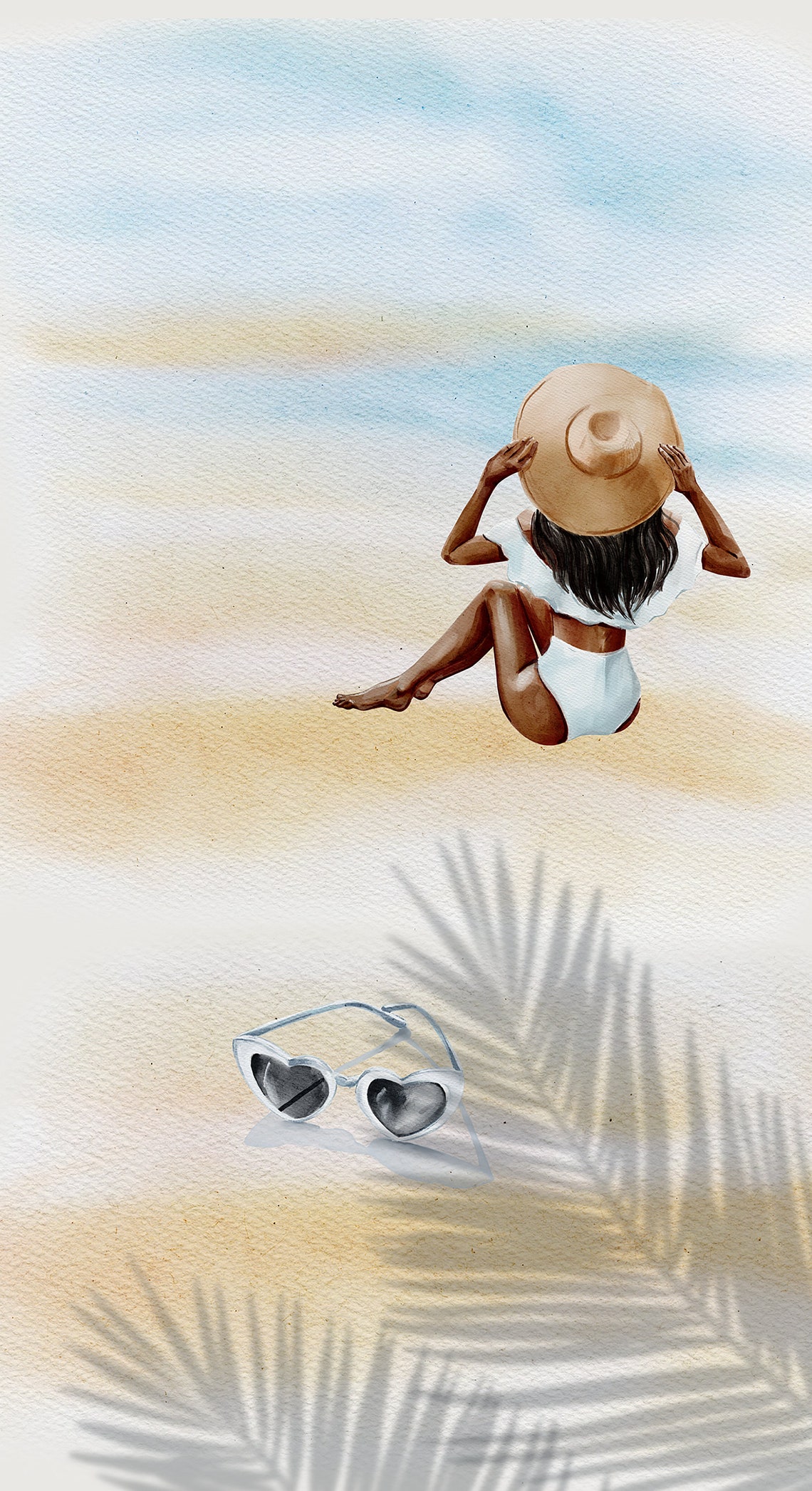 Watercolor Summer Girls Clipart Fashion Illustration Beach | Etsy