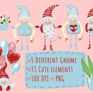 Valentine Gnome Clipart, Nordic Gnomes, Love Clipart, Valentine Clip ...