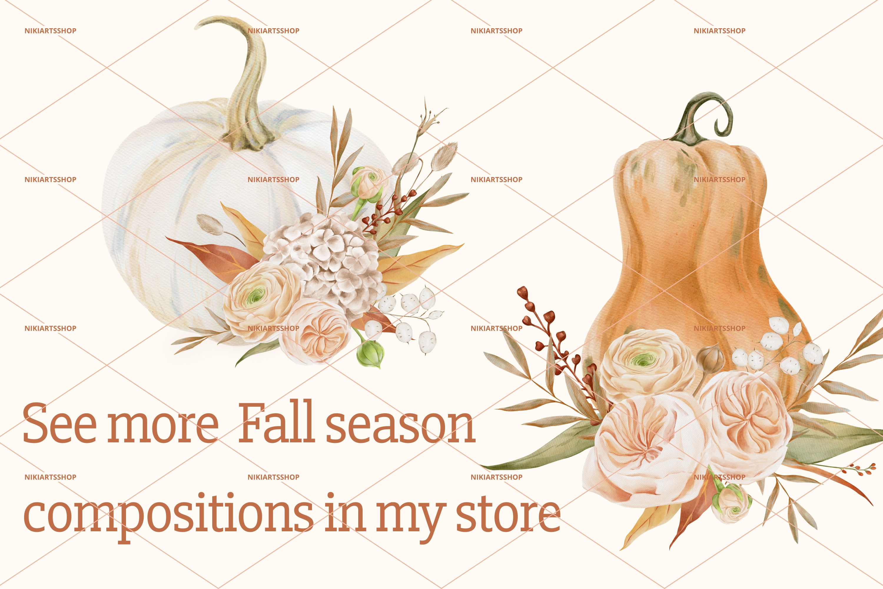 Fall Clipart Watercolor Autumn Clipart Pumpkin Clipart - Etsy