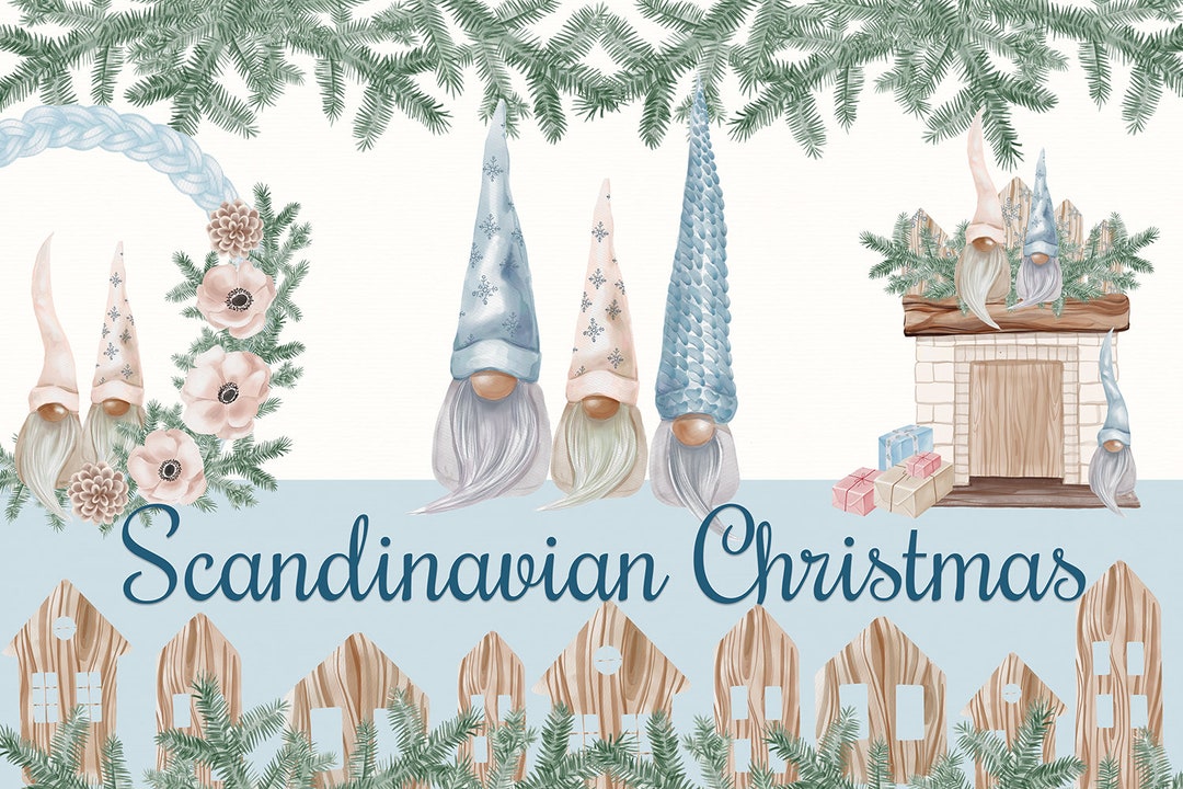 Watercolor Christmas Clipart Scandinavian Christmas - Etsy