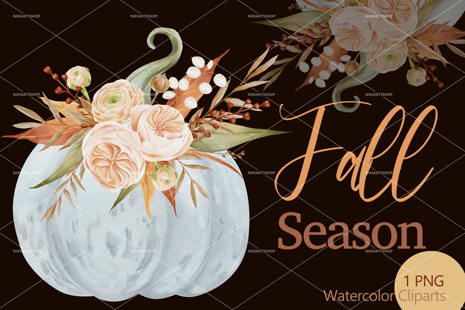 Fall Clipart Watercolor Autumn Clipart Pumpkin Clipart Boho Autumn ...