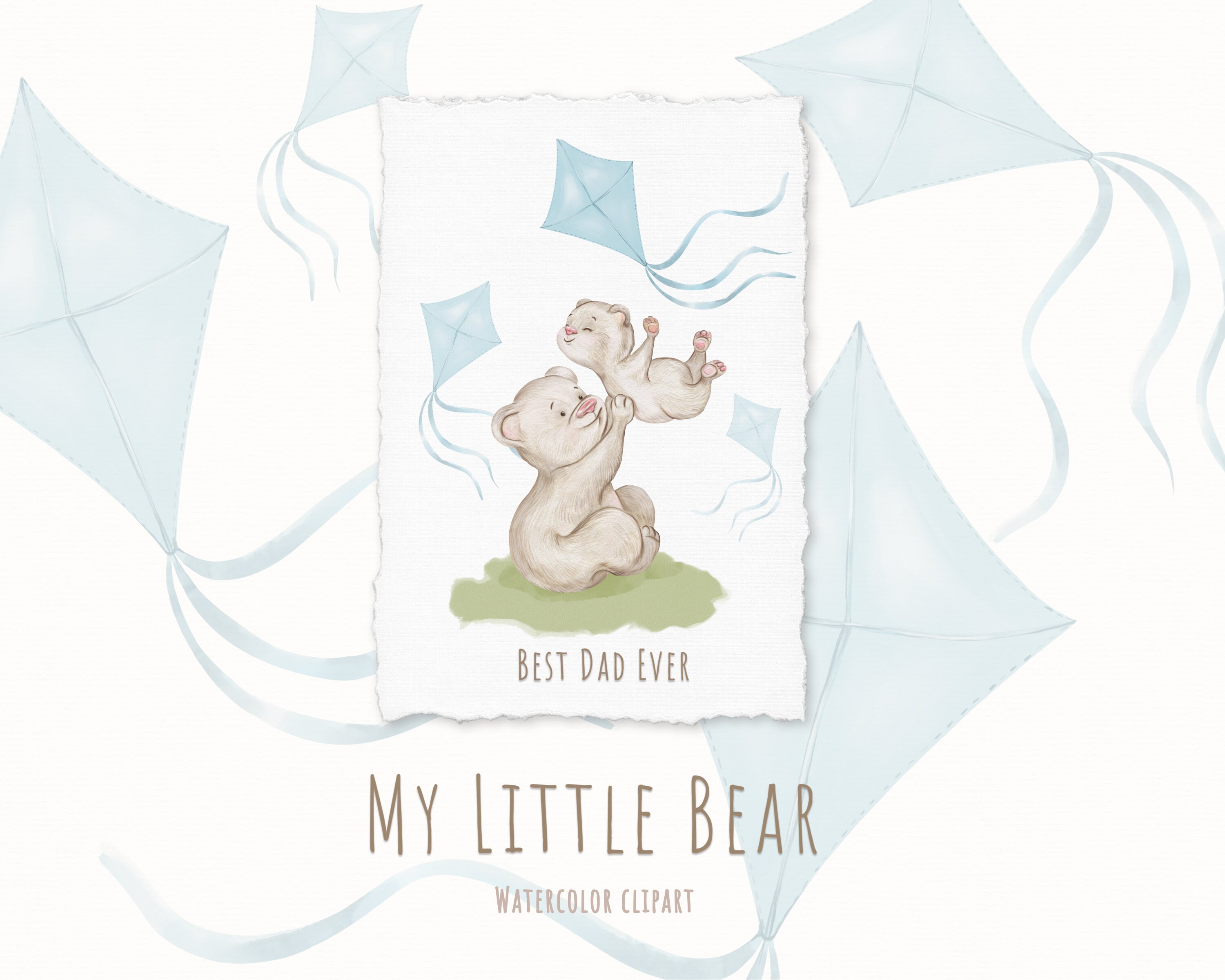 Teddy Bear Clipart _ Watercolor Bear Family _ Kite Clipart_cute Baby ...