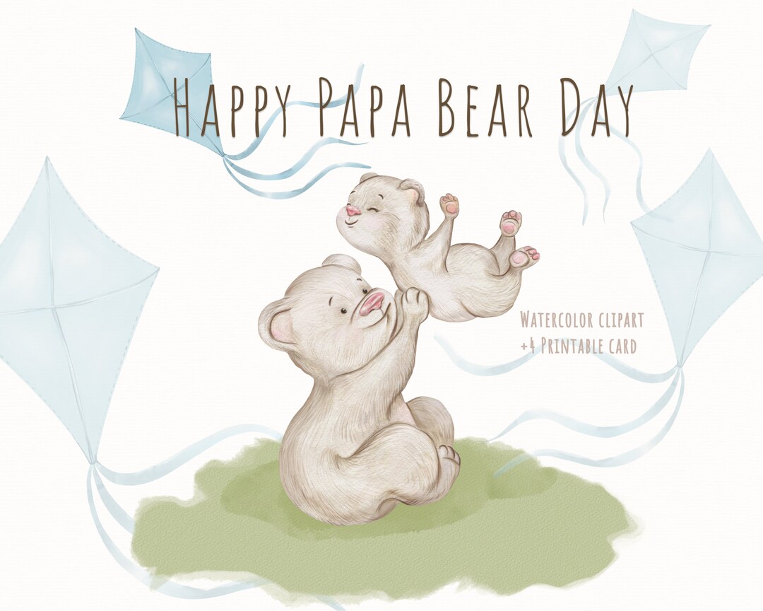 Teddy Bear Clipart _ Watercolor Bear Family _ Kite Clipart_cute Baby ...