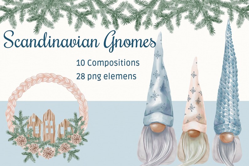 Watercolor Christmas Clipart Scandinavian Christmas - Etsy