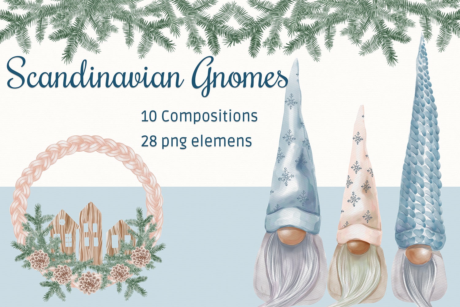 Watercolor Christmas Clipart Scandinavian Christmas - Etsy