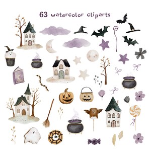 Cute Halloween - Watercolor Clipart - Pumpkin Clipart - Pastel Spooky ...