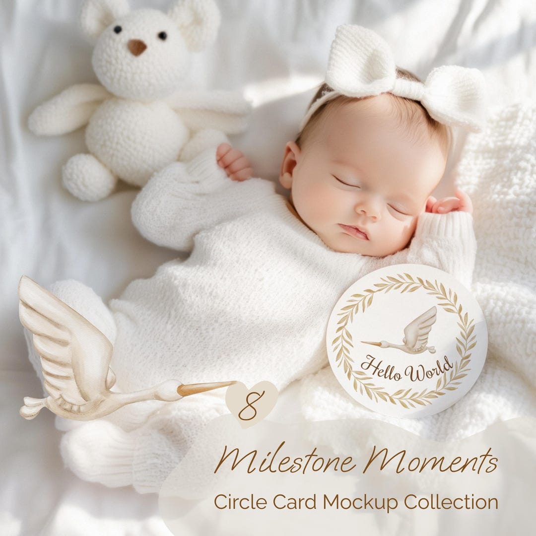 Baby Milestone Circle Card Mockup Bundle, Nursery Mockup, Card Mockup ...