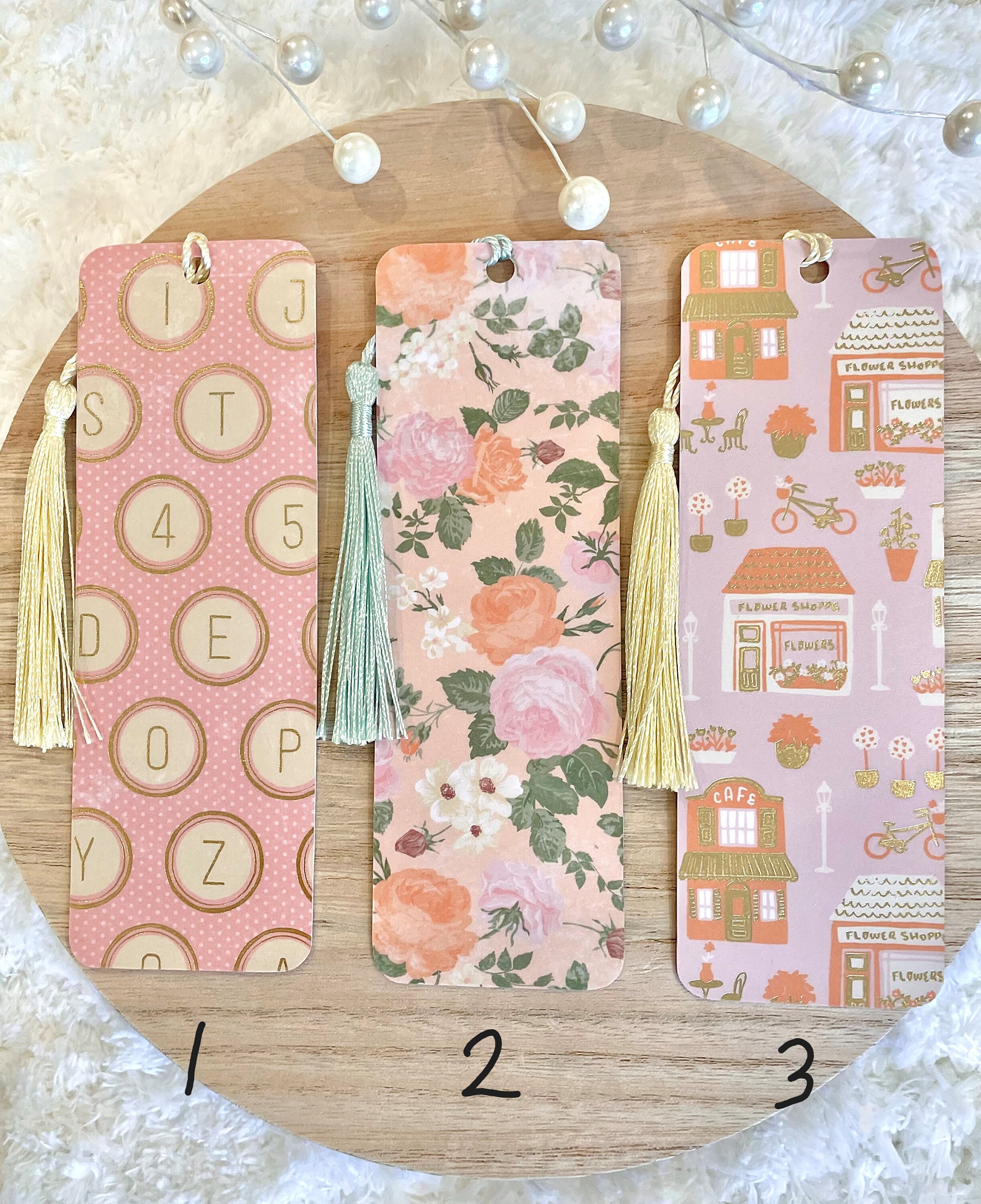 Pretty Pastel Pink Bookmarks, Bookmarks With Tassel, Double-sided ...