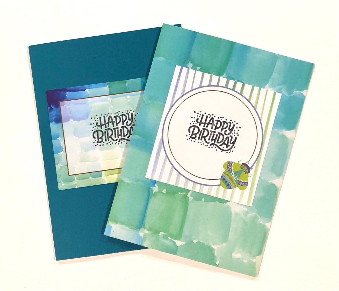 Set of 2 Birthday Cards, Happy Birthday Cards, Handmade Greeting Cards ...