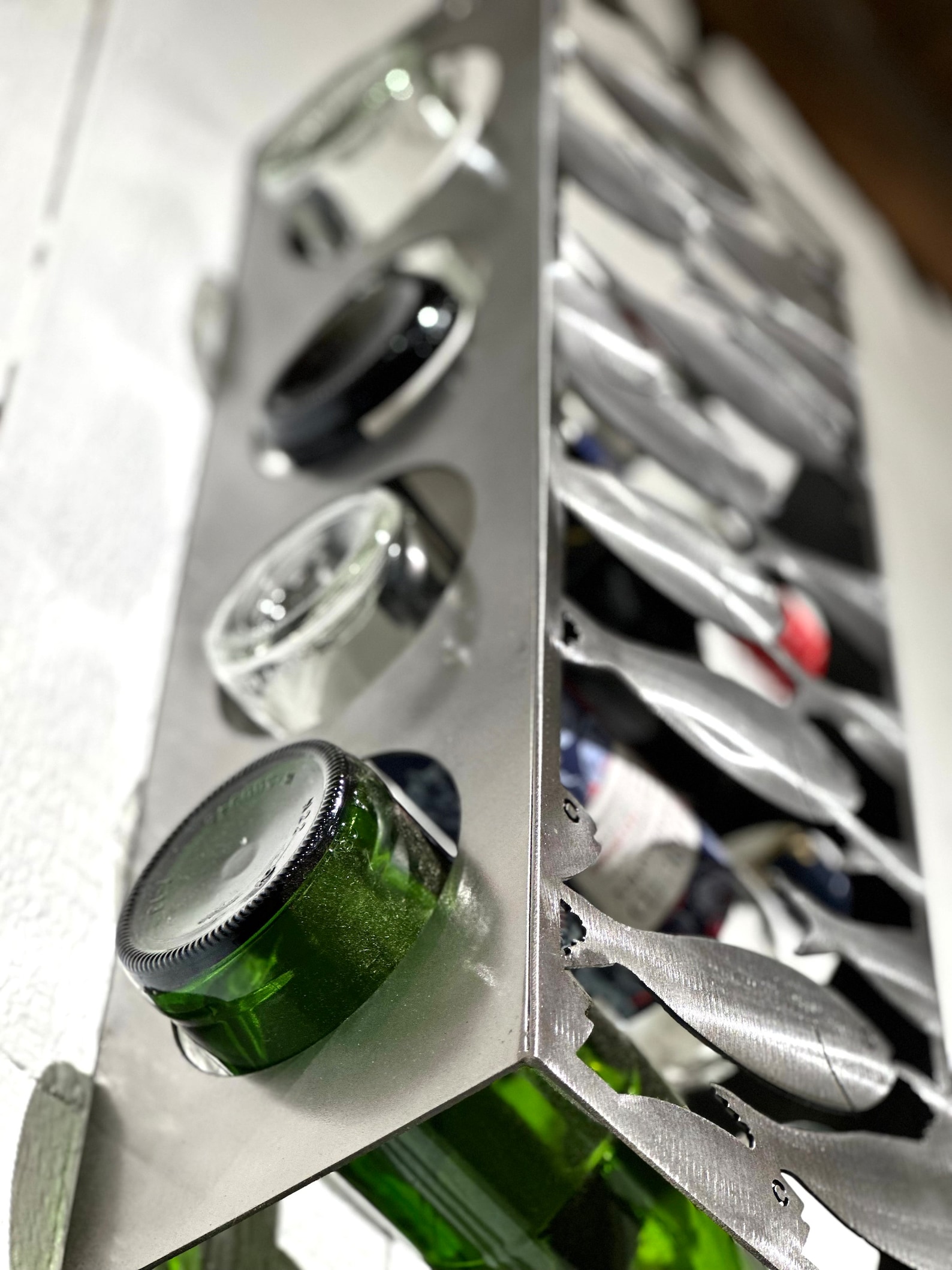 Steel Wall Mounted Steve Swain Fish Art 4 Bottle Wine Rack Hand Made on ...