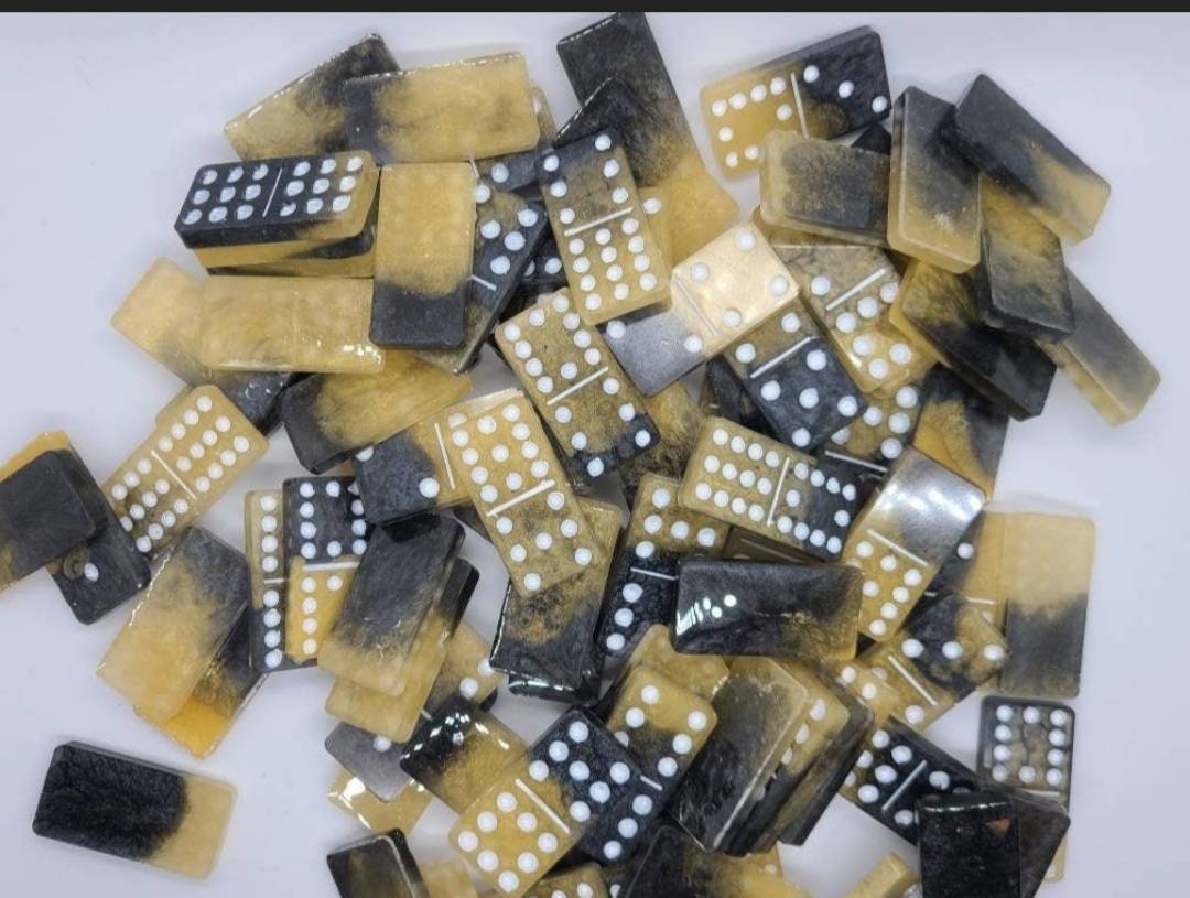 Custom Black & Gold Dominoes Set // Double 6 // Double 9 // Double 12 ...