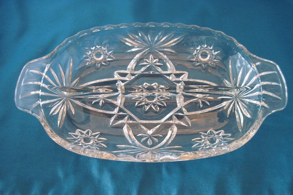 Vintage Early American Pattern Glass Cherry Design Serving Relish Dish ...
