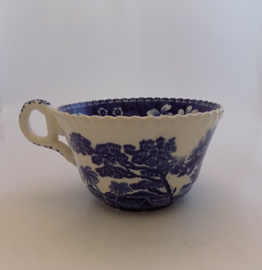 Vintage Spode "tower" Pattern Blue and White Transferware Flat Teacup ...