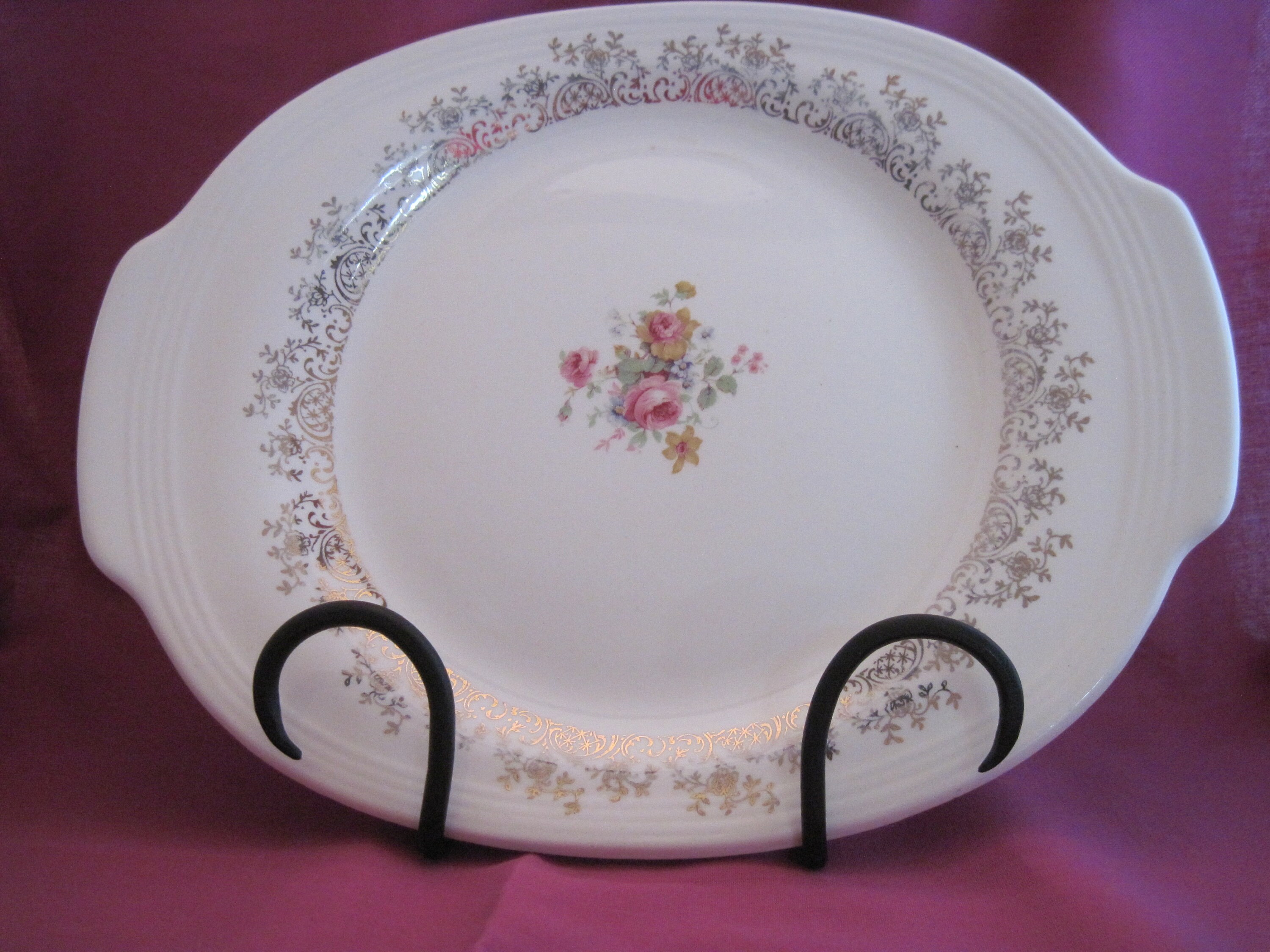 Vintage "english Rose" Tab Handle Platters Set of 4 Made in USA ...