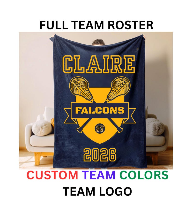 Girls Lacrosse Blanket With Name & Number, Team Colors, Senior Night ...