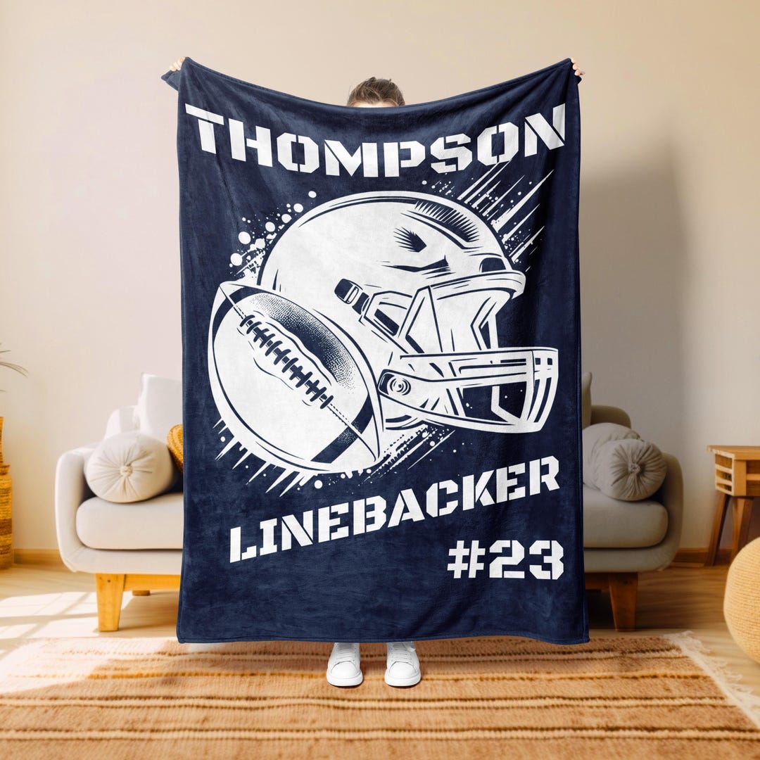 Football Blanket, Gift for Mom, Personalized Football Blanket, Gift for ...