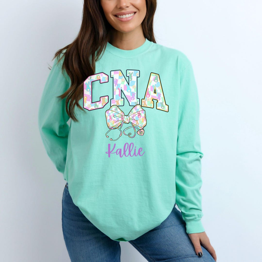 Easter Cna Shirt, Comfort Color CNA Shirt, Nurse Shirts Easter,cna Long ...