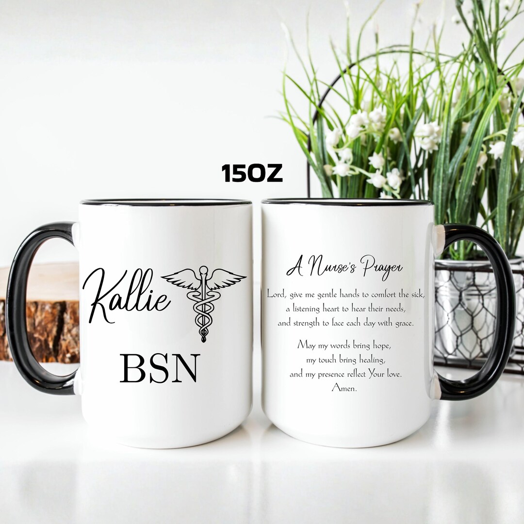 Christian Nurse Gift, Personalized Nurse Prayer Mug, RN LPN BSN Coffee ...
