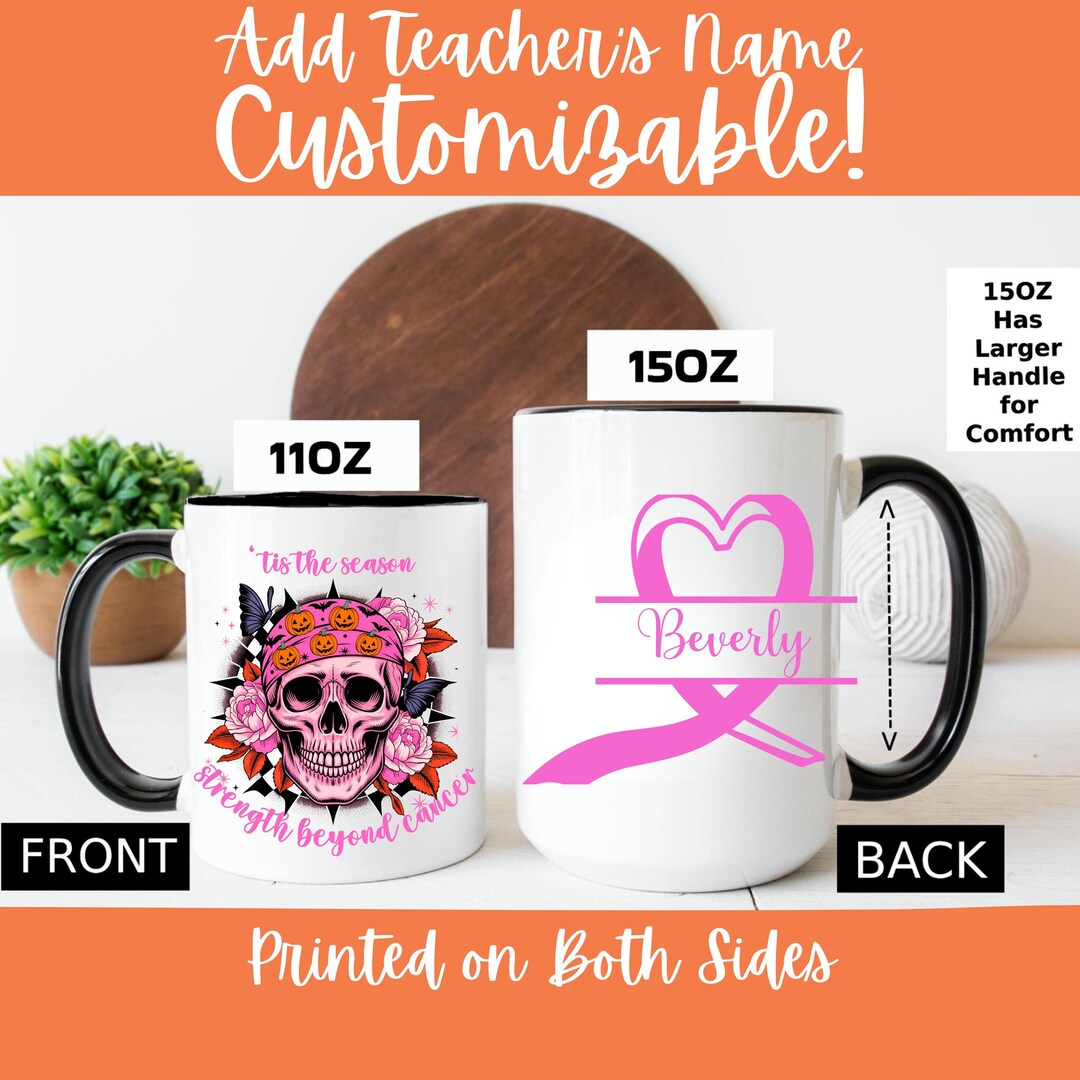 Halloween Coffee Mug for Breast Cancer Warrior Gift,personalized Breast ...