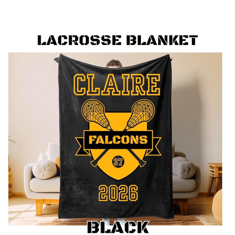 Girls Lacrosse Blanket With Name & Number, Team Colors, Senior Night ...