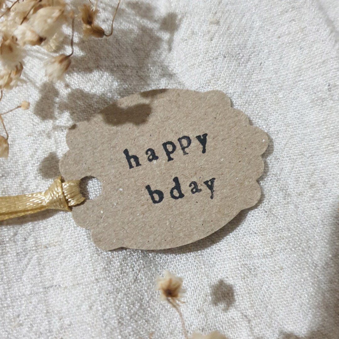 Happy Birthday Handmade Gift Tag Large Round Hand Punched Hand Stamped ...