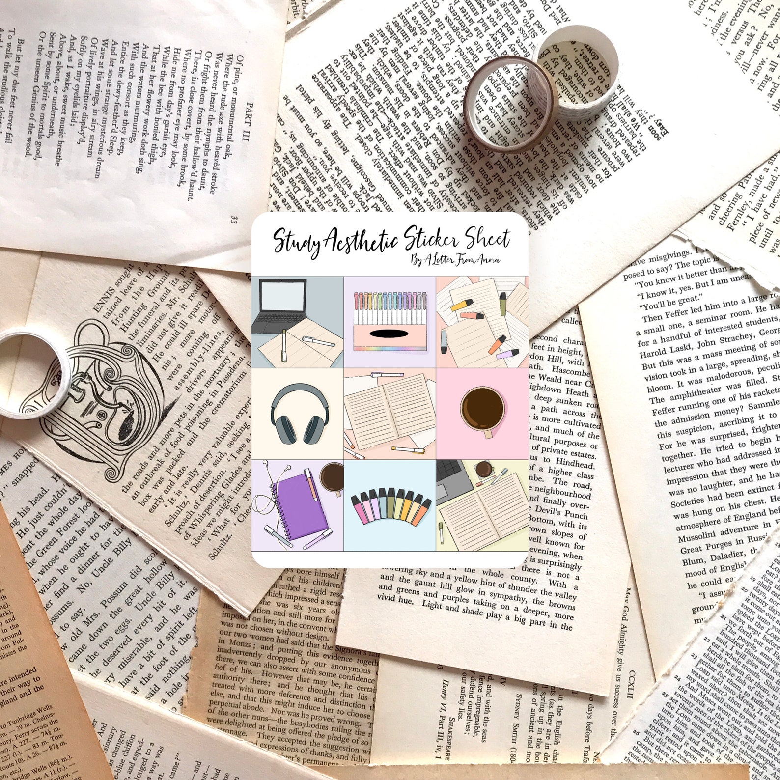 Sticker sheet Study aesthetic sticker sheet 9 | Etsy