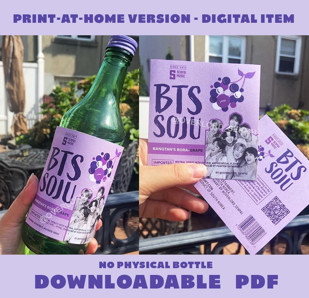 BTS SOJU Bottle Sticker Label Downloadable Printable DIY - Full Group ...