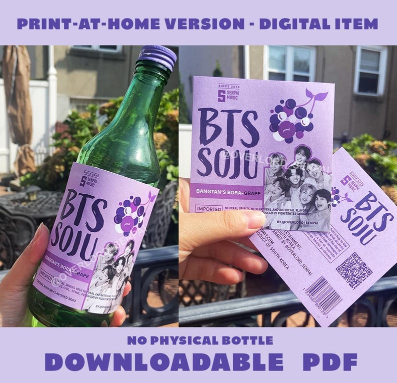 Bangtan SOJU Bottle Sticker Label Downloadable Printable DIY - Full ...