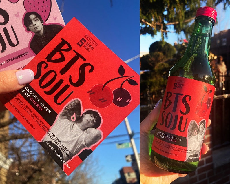 OT7 SOJU Bottle Sticker Label/ Bangtan Soju Sticker Label for Army Kpop ...