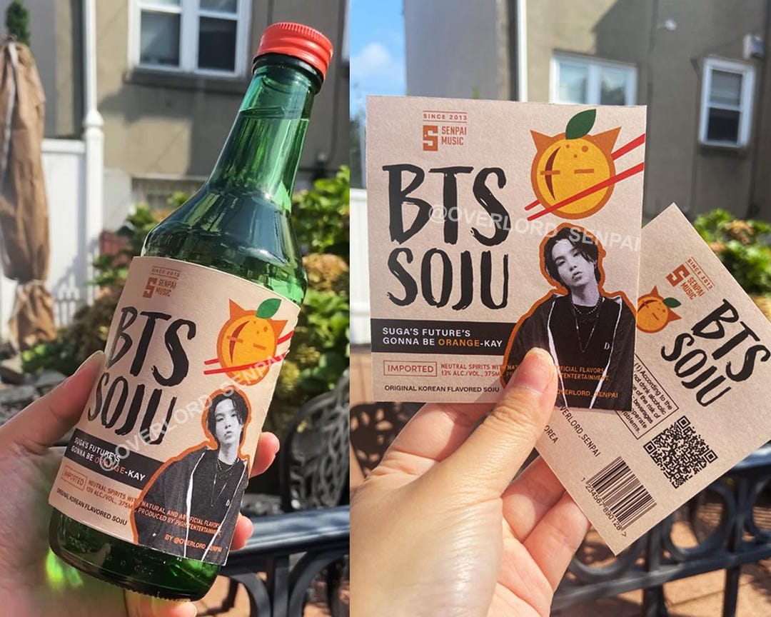 Suga Yoongi BTS Soju Bottle Sticker Label / Downloadable Printable DIY ...